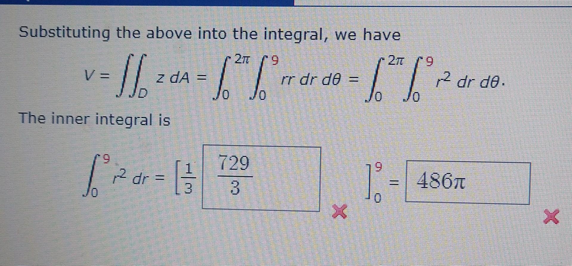 Solved Substituting the above into the integral, we have | Chegg.com