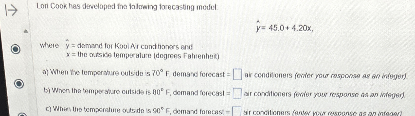 Solved Lori Cook has developed the following forecasting | Chegg.com