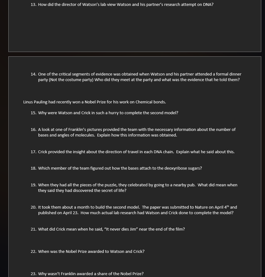 Solved Race for the double helix. One of the | Chegg.com