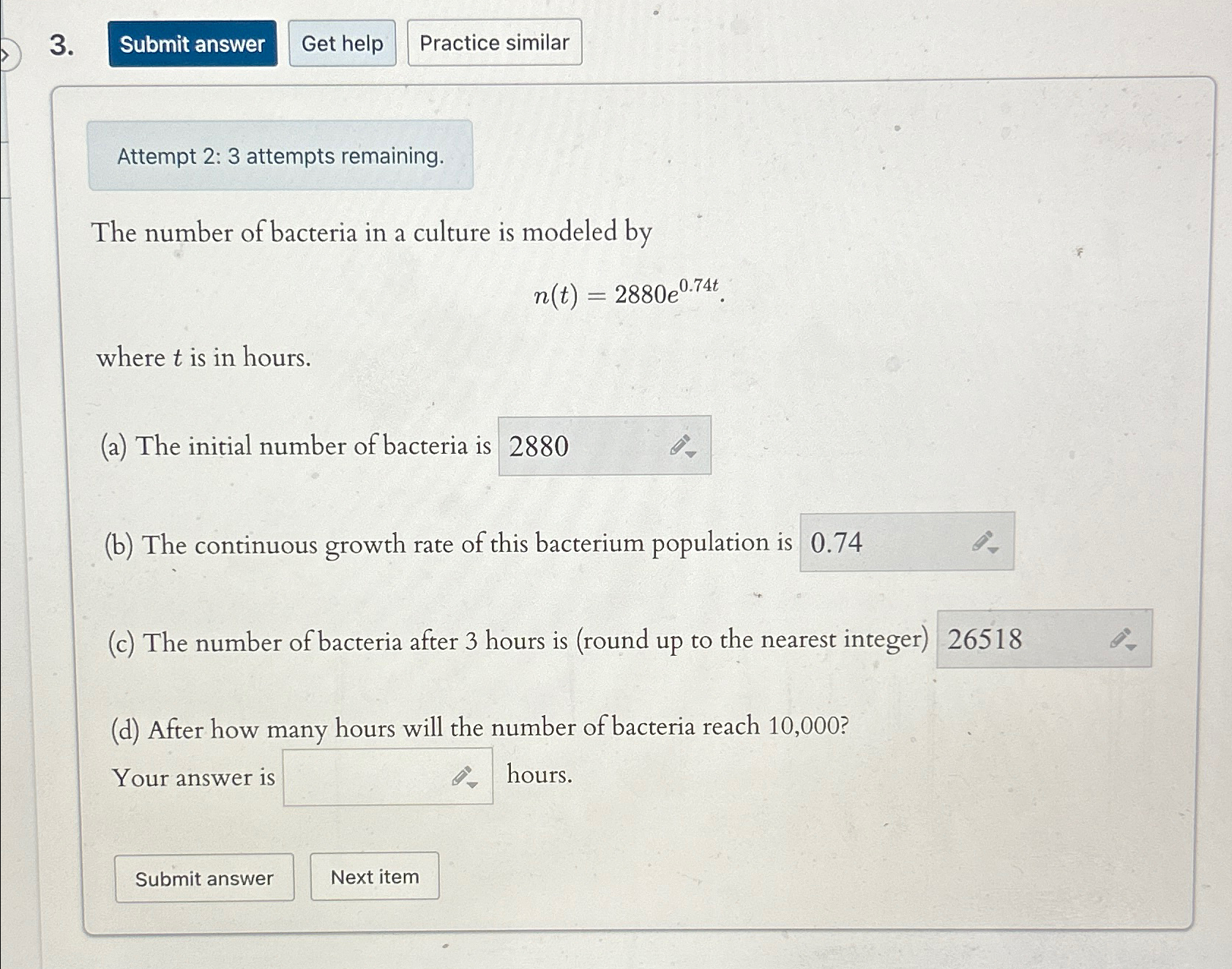 Solved Attempt 2: 3 ﻿attempts remaining.The number of | Chegg.com