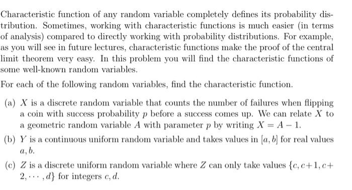 Solved Characteristic function of any random variable | Chegg.com