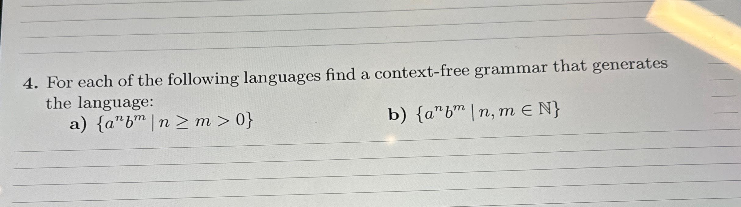 Solved For each of the following languages find a | Chegg.com