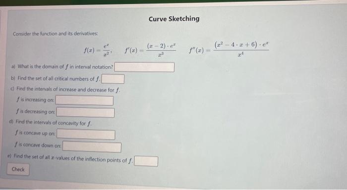 Solved Curve Sketching Consider the function and its | Chegg.com