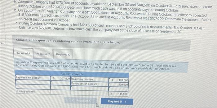 a. Corentine Company had $170,000 of accounts payable | Chegg.com