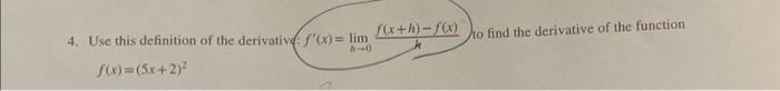 Solved Use this definition of the derivativ | Chegg.com