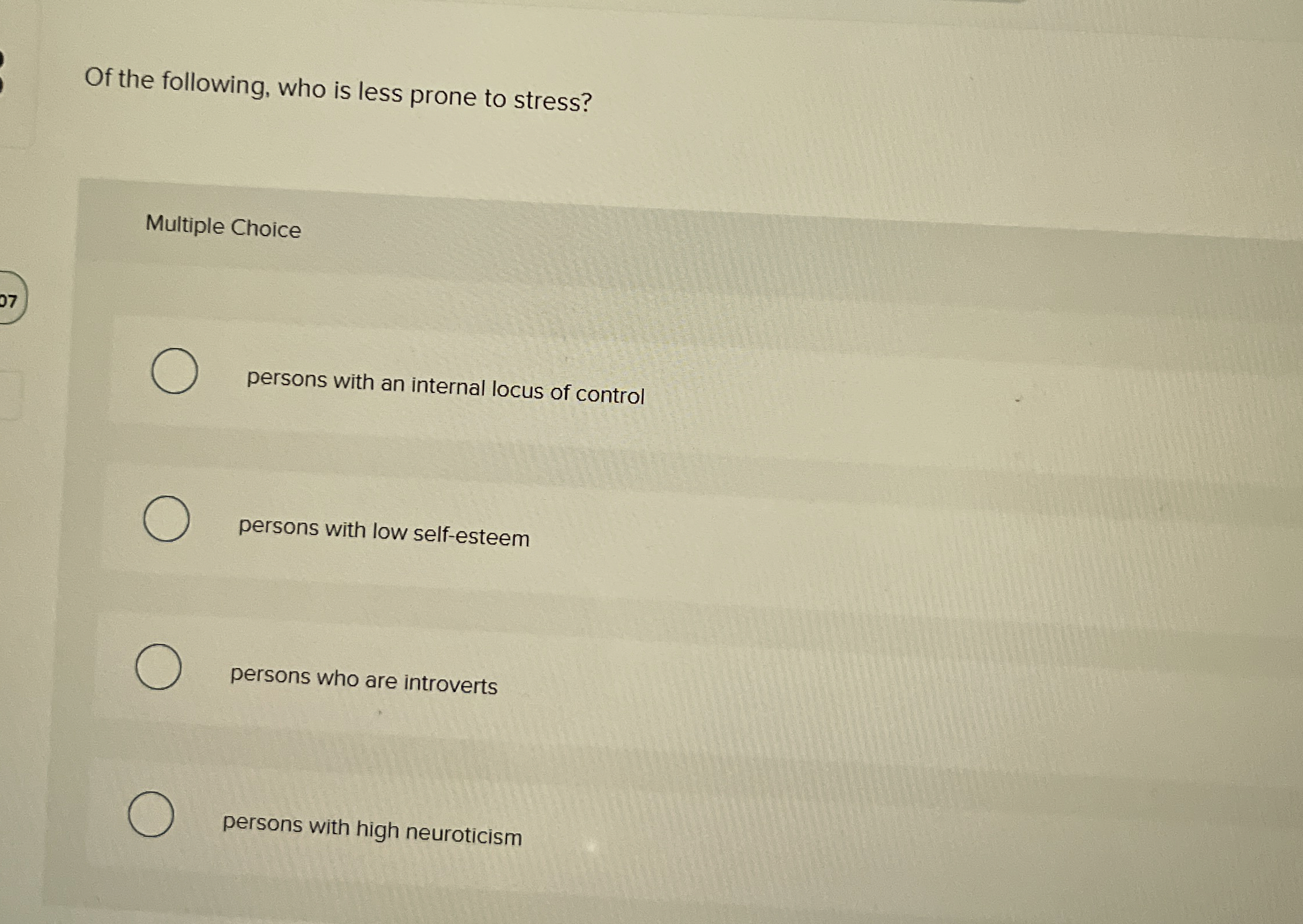 Solved Of the following, who is less prone to | Chegg.com