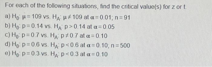 Solved For each of the following situations, find the | Chegg.com