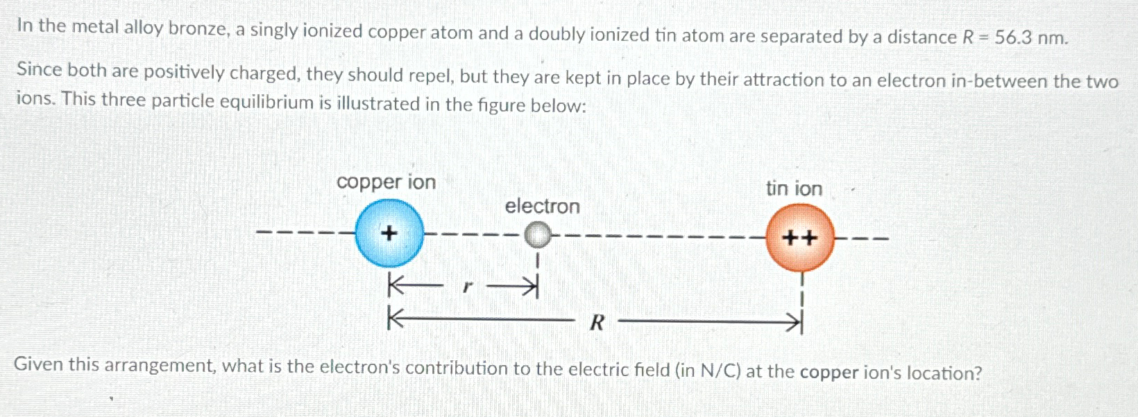 Solved In the metal alloy bronze, a singly ionized copper | Chegg.com