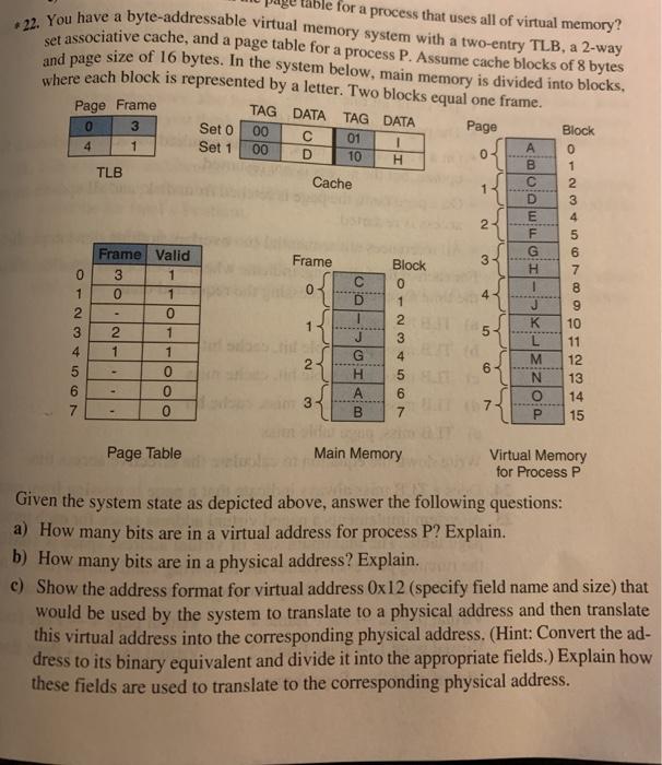 Solved 22. You have a byte-addressable virtual memory system | Chegg.com