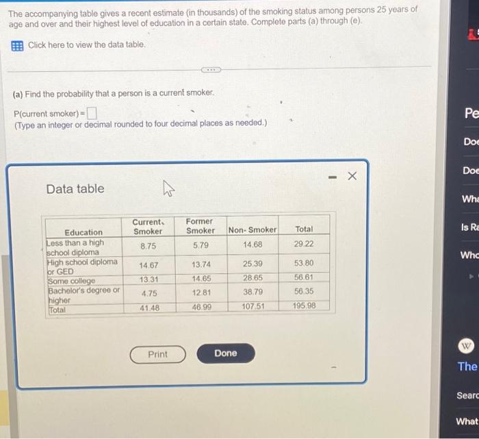 Solved The accompanying table gives a recent estimate (in | Chegg.com
