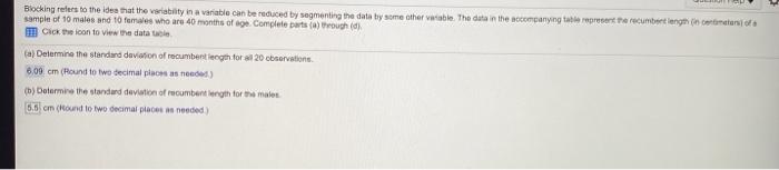 Solved Blocking refers to the idea that the variability in a | Chegg.com