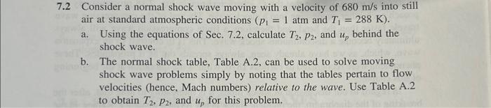 Solved .2 Consider a normal shock wave moving with a | Chegg.com