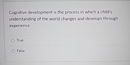 Solved Cognitive development is the process in which a | Chegg.com