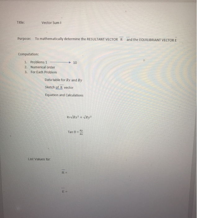 Solved Title: Vector Sum Purpose: To mathematically | Chegg.com