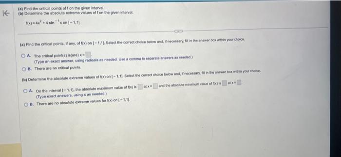 Solved (a) Find the cracal points of fon the given interval. | Chegg.com
