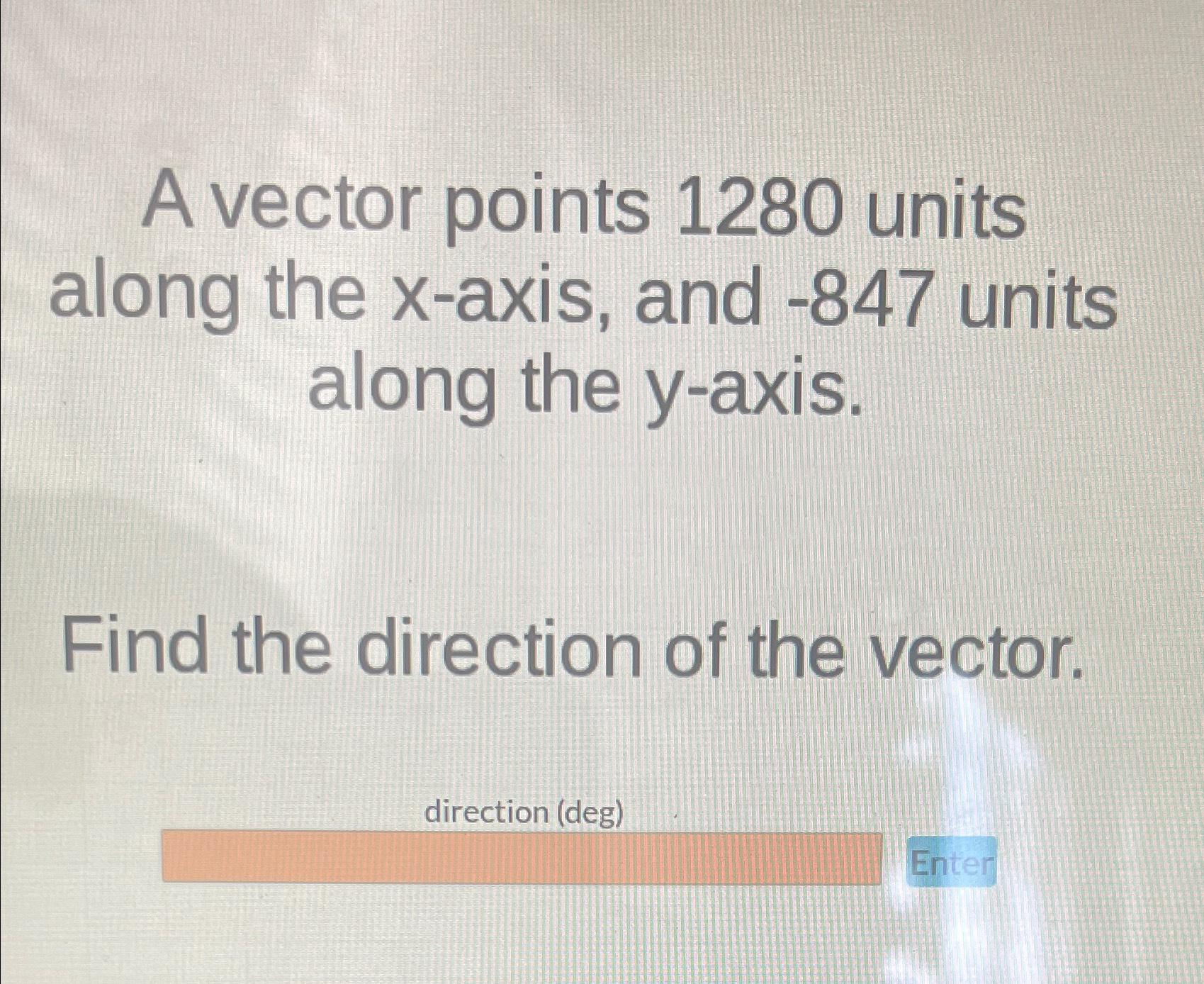 Solved A vector points 1280 ﻿units along the x-axis, and | Chegg.com