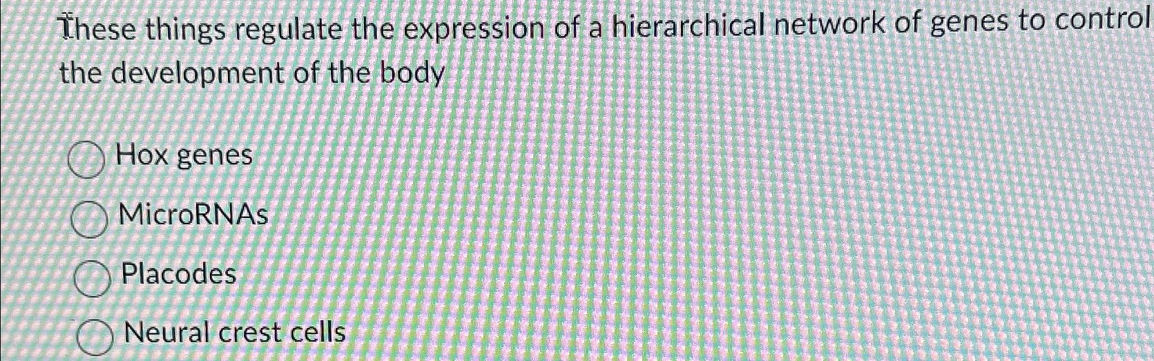 Solved These things regulate the expression of a | Chegg.com
