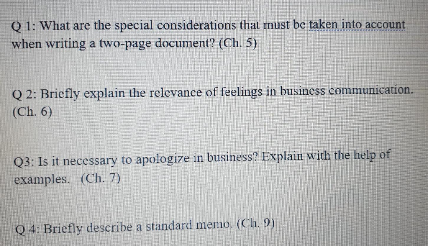 Solved Q1: What are the special considerations that must be | Chegg.com