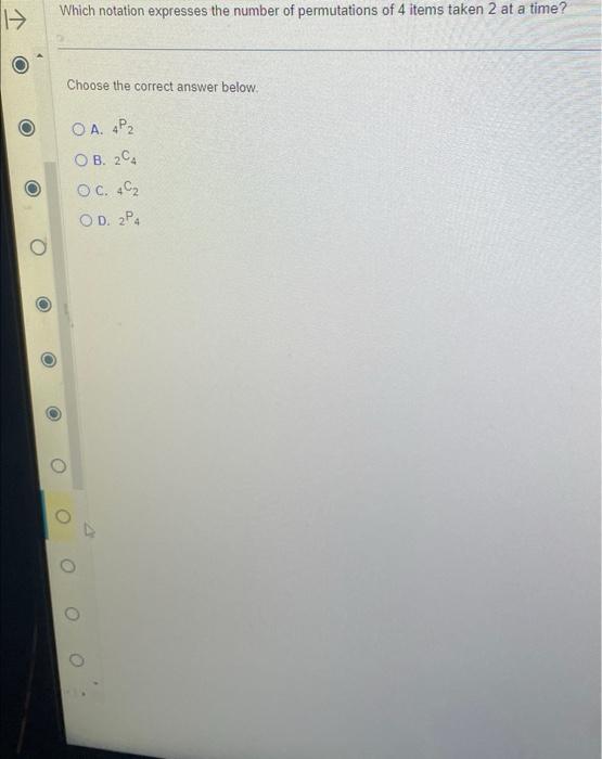 Solved Which notation expresses the number of permutations | Chegg.com