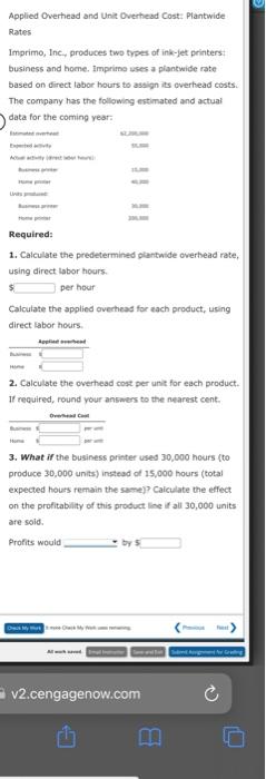 Solved Applied Overhead and Unit Overhead Cost: Plantwide | Chegg.com