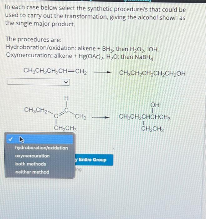 Solved In each case below select the synthetic procedure/s | Chegg.com