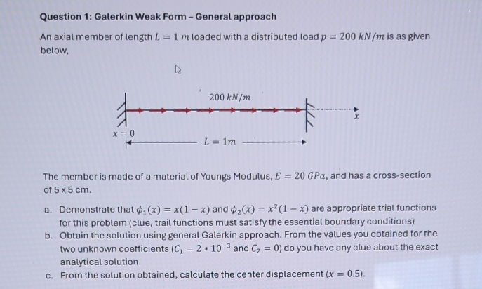 Solved Question 1: Galerkin Weak Form - ﻿General approachAn | Chegg.com