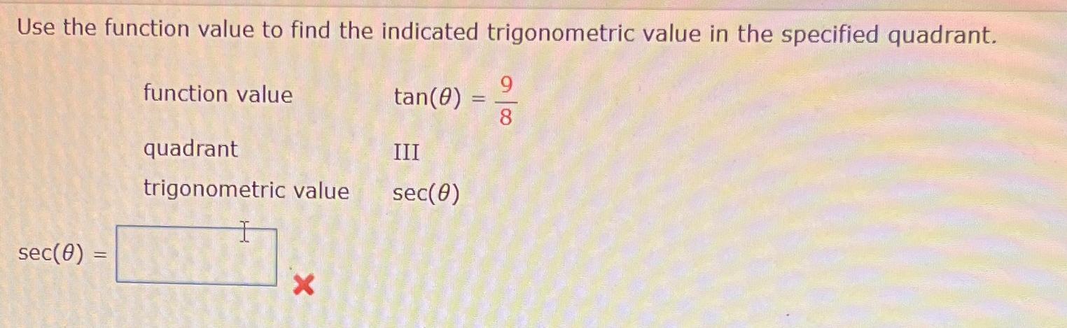 Solved Use the function value to find the indicated | Chegg.com