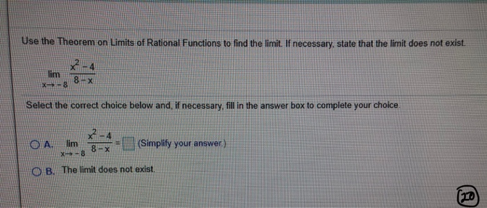 Solved Use The Theorem On Limits Of Rational Functions To