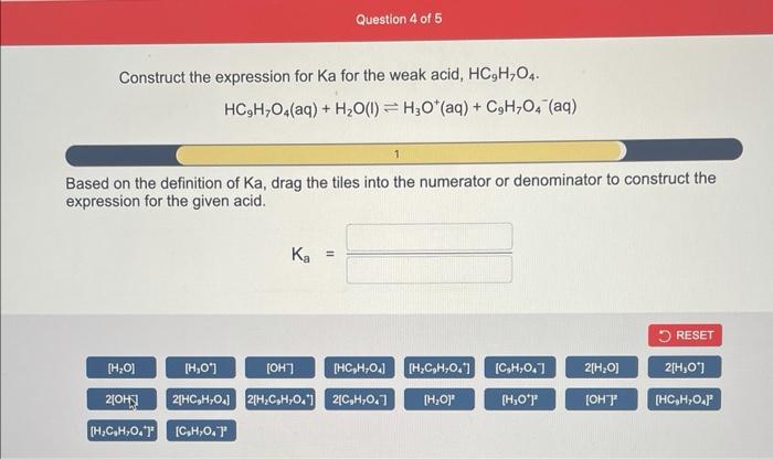 Solved Construct the expression for Ka for the weak acid, | Chegg.com