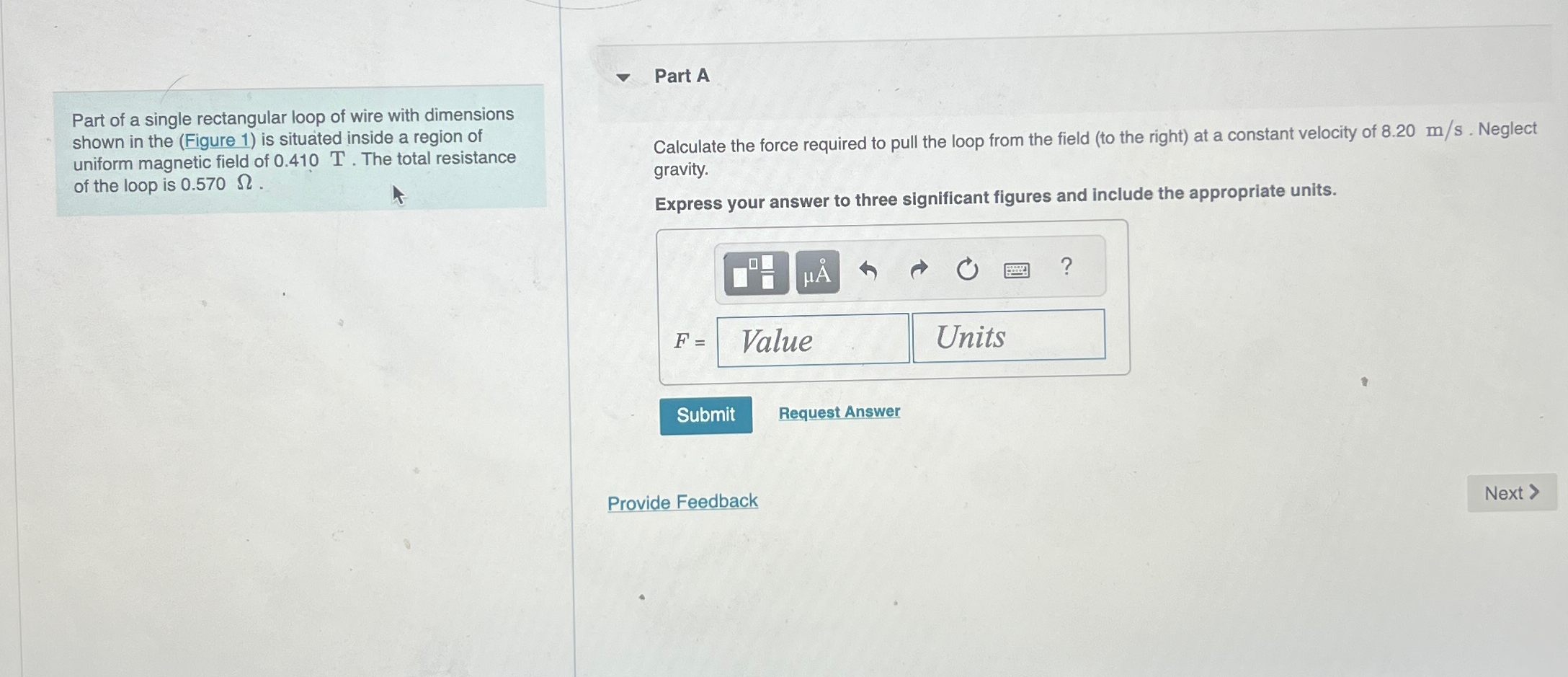 Part of a single rectangular loop of wire with | Chegg.com