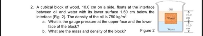 Solved Oil 100 cm 2. A cubical block of wood, 10.0 cm on a | Chegg.com
