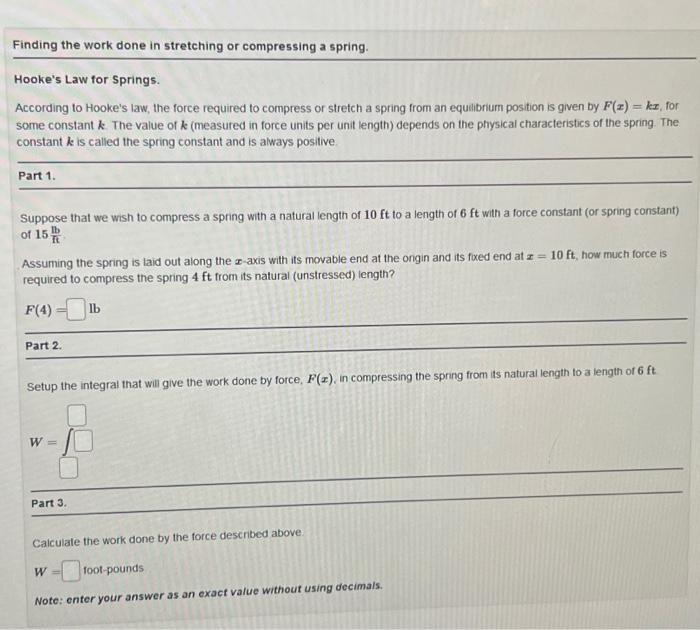Solved Hooke's Law for Springs. According to Hooke's law, | Chegg.com