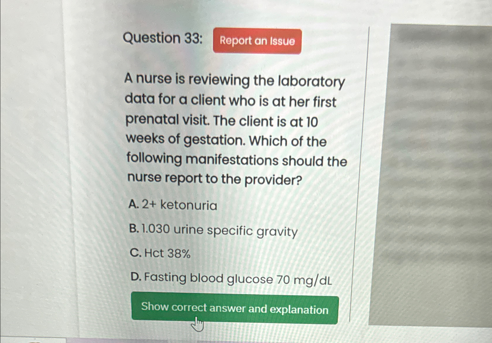 Solved Question 33:A nurse is reviewing the laboratory data | Chegg.com