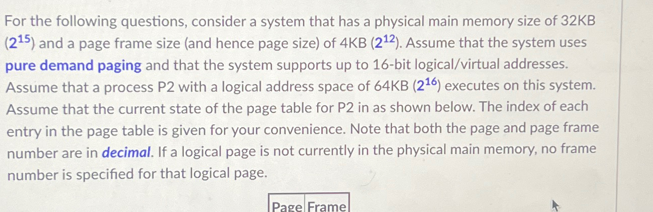 Solved For the following questions, consider a system that | Chegg.com