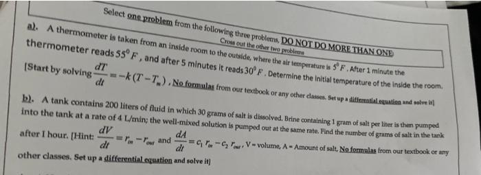 Solved Select one problem from the following three problems, | Chegg.com