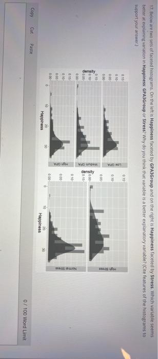 Solved 17. Below are two sets of faceted histograms. On | Chegg.com
