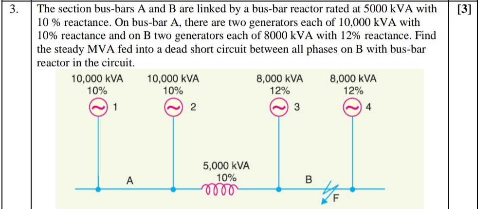 Solved \table[[The section bus-bars A and B are linked by a | Chegg.com
