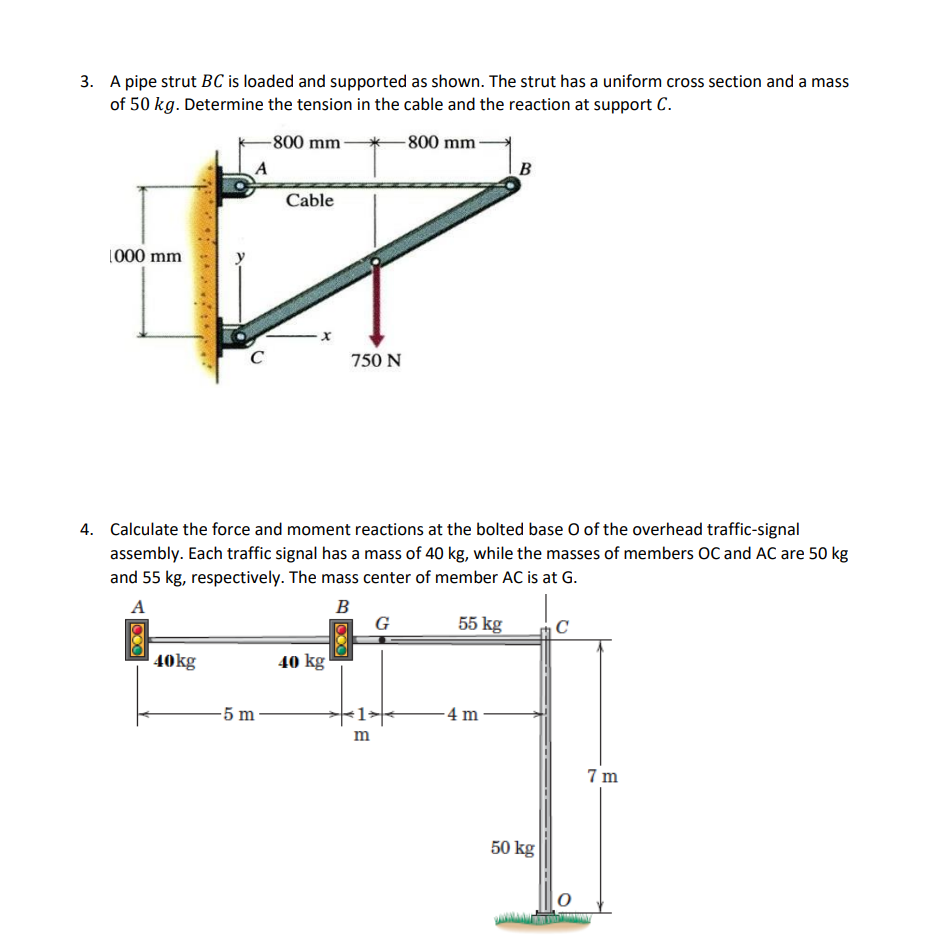 Solved Draw free body diagram and solve eachA pipe strut BC | Chegg.com