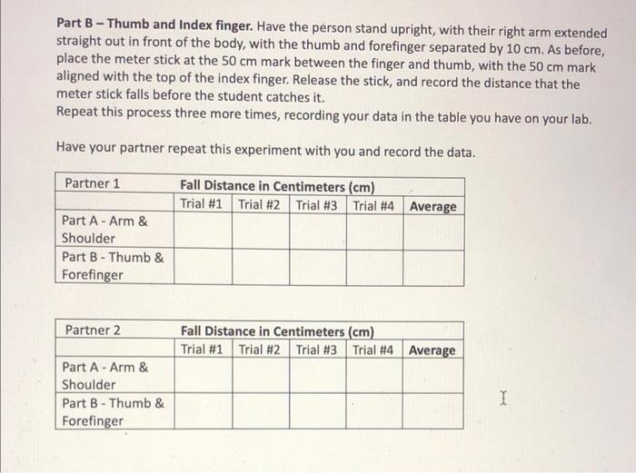 Part A - Arm and shoulder. Obtain a meter stick, or | Chegg.com