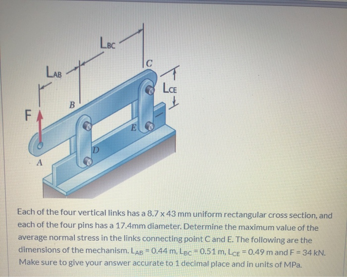 Solved LBC с LAB LCE B F E А Each of the four vertical links | Chegg.com