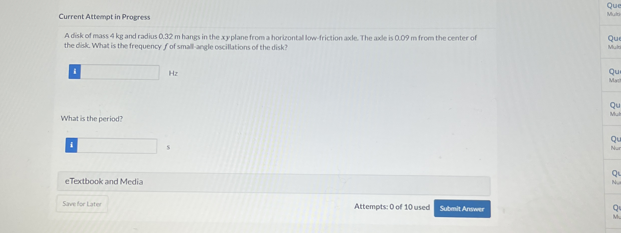 Solved Current Attempt in ProgressA disk of mass 4 ﻿kg and | Chegg.com