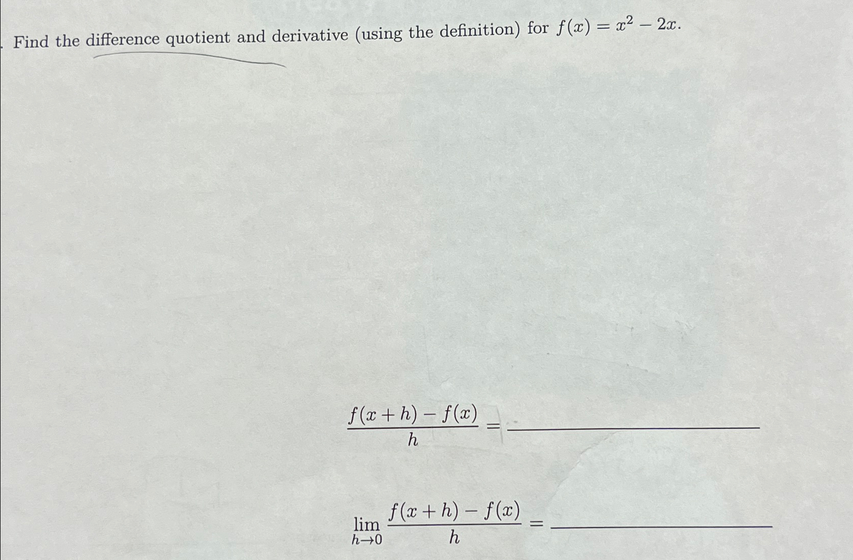 Solved Find the difference quotient and derivative (using | Chegg.com