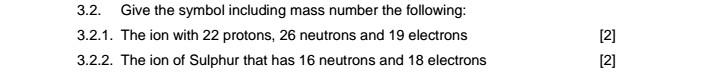 Solved 3.2. Give the symbol including mass number the | Chegg.com