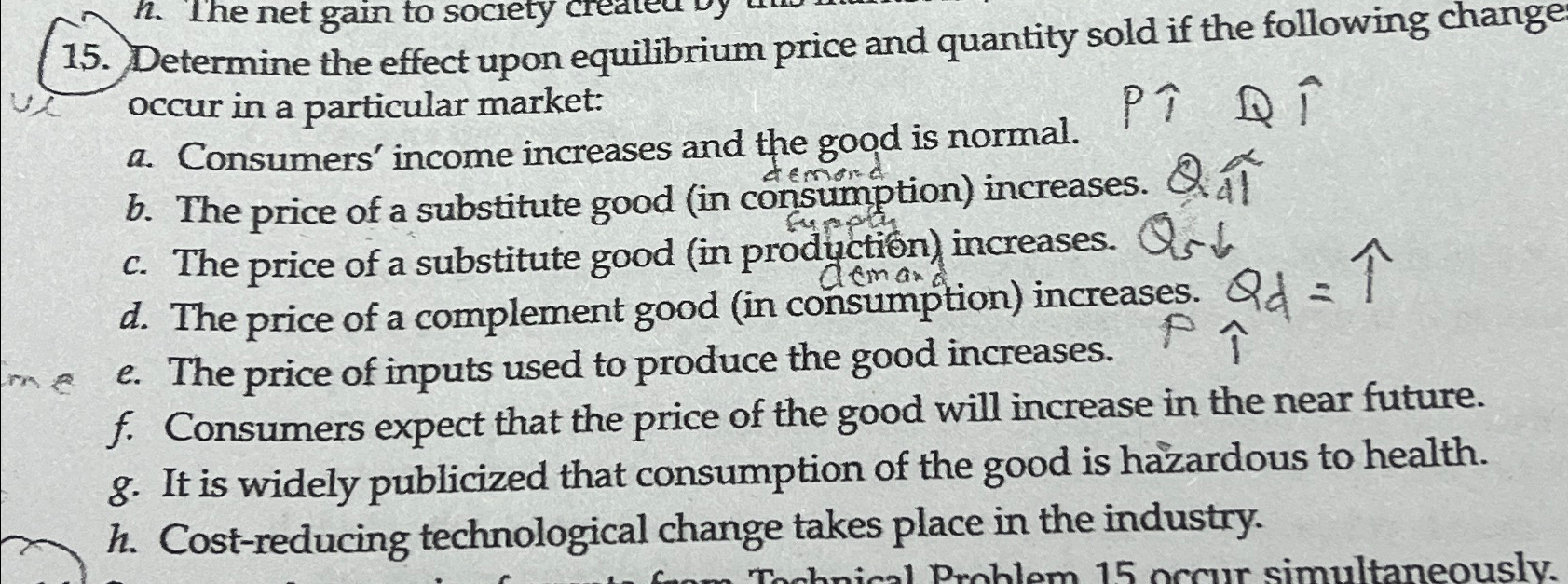 Solved Determine the effect upon equilibrium price and | Chegg.com