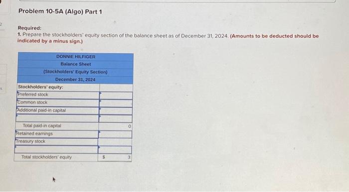 Solved Required information Problem 10-5A (Algo) Understand | Chegg.com