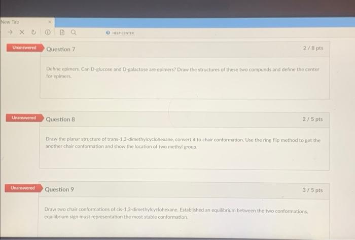Solved New Tab Unanswered Unanswered Unanswered Q Question 7 | Chegg.com