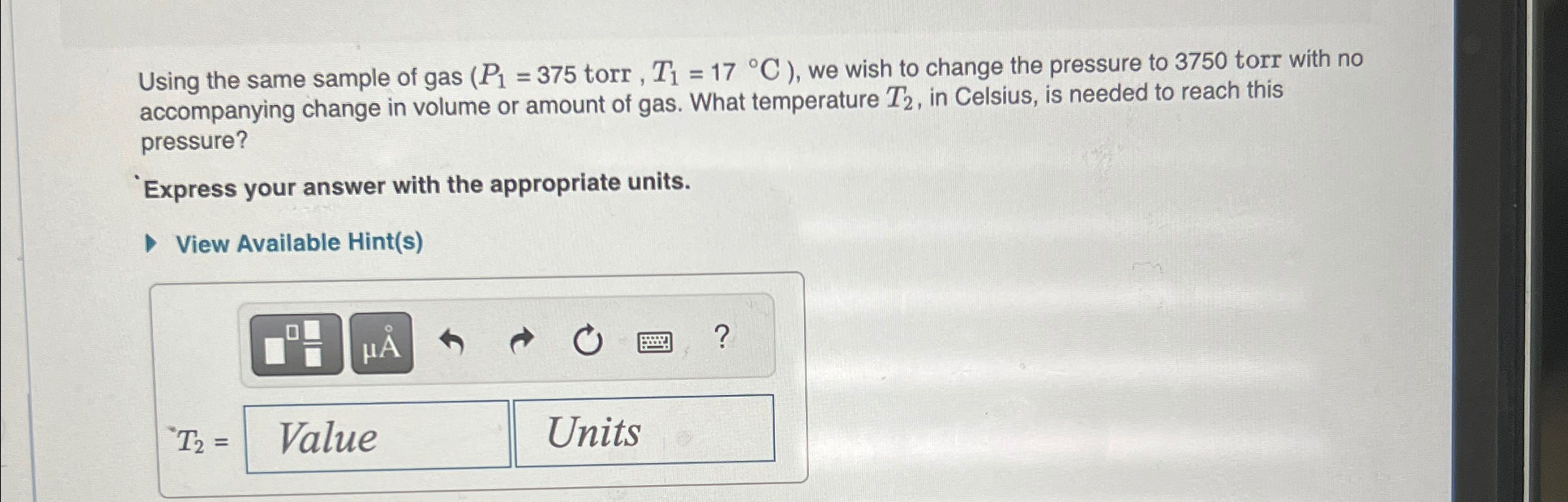 Solved Using the same sample of gas torr,(:T1=17°C}, ﻿we | Chegg.com