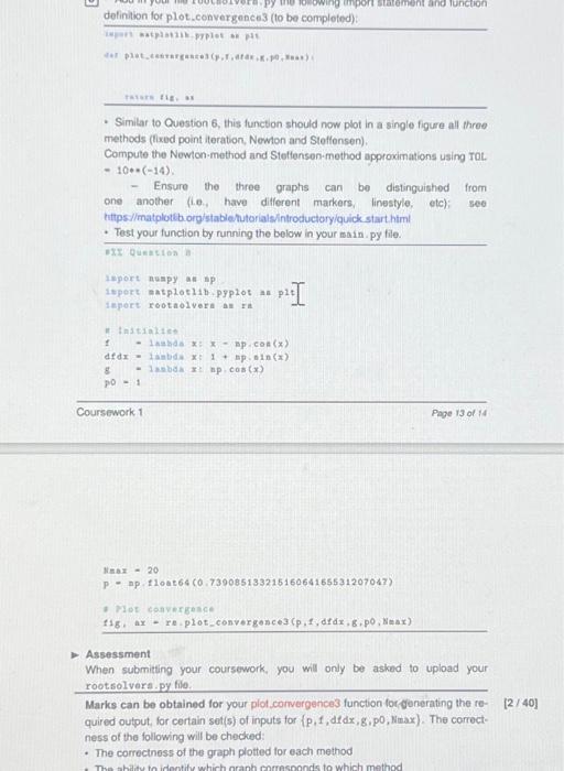 Solved definition for plot, convergence 3 (to be completed): | Chegg.com