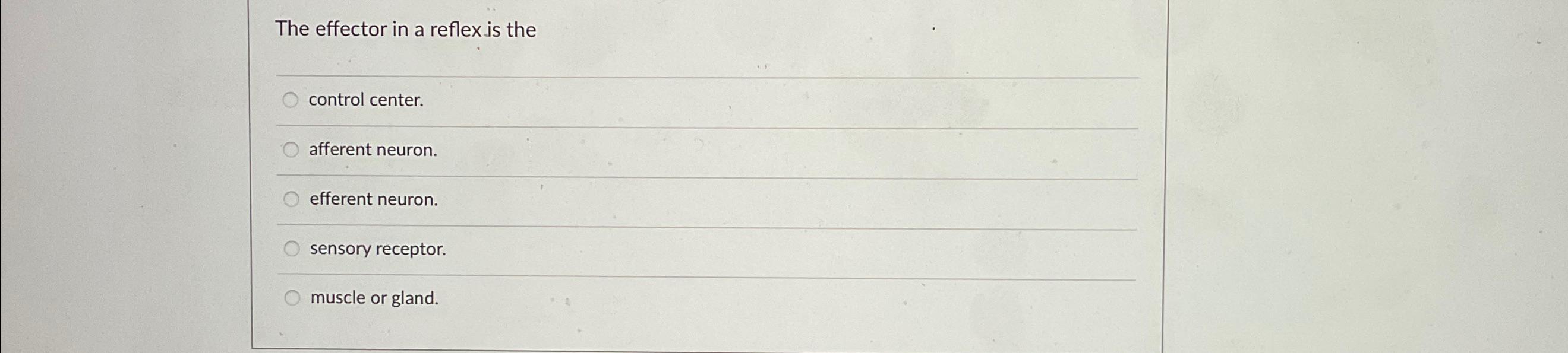 Solved The effector in a reflex is thecontrol | Chegg.com