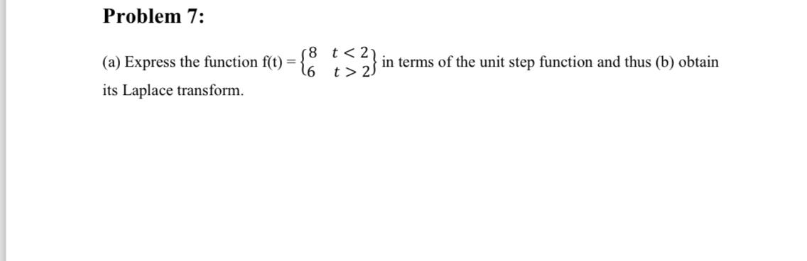 Solved Problem 7:(a) ﻿Express the function | Chegg.com